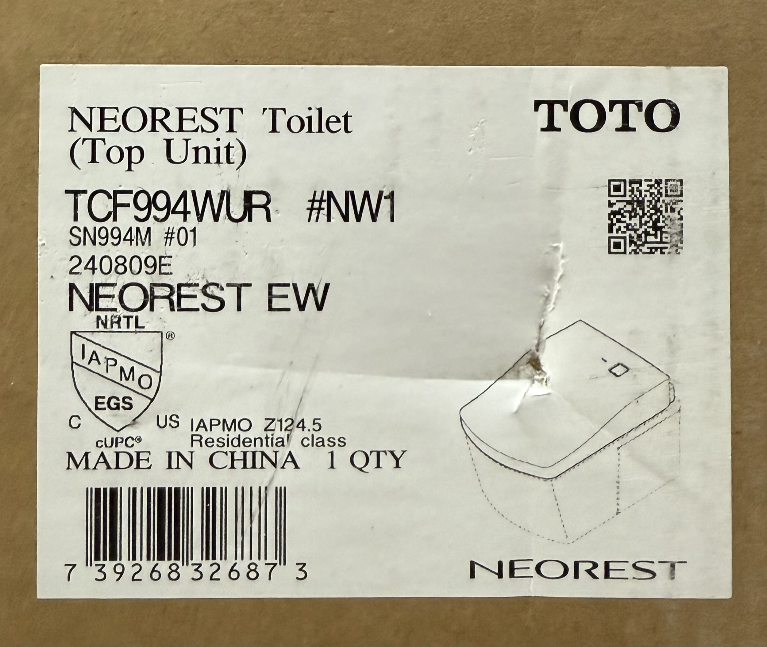 TOTO 17″ Neorest D Shaped Bidet Seat SN994M-01 | Mardeys