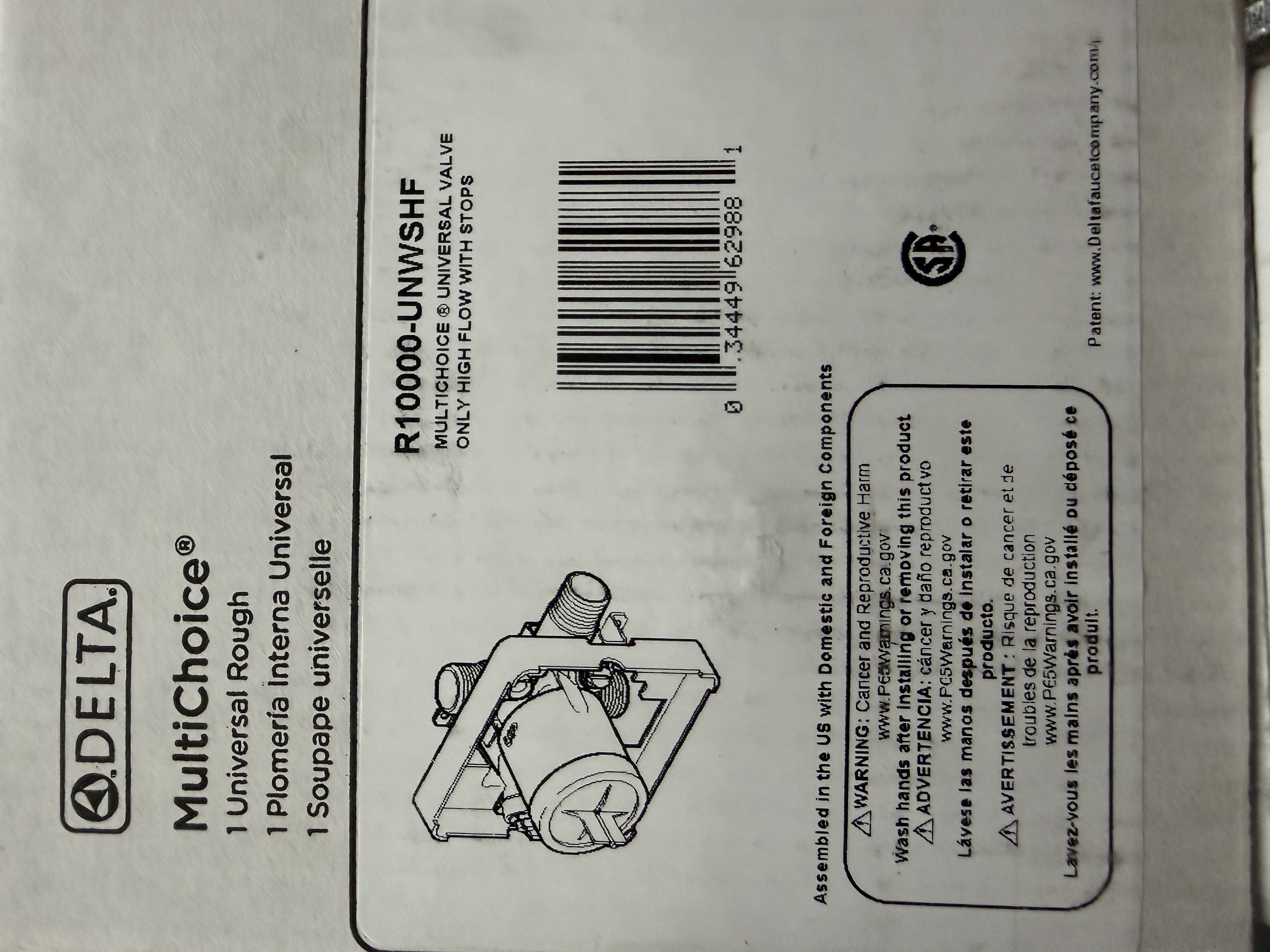 Delta Universal Mixing Rough In Valve With Service Stops 1 2 Npt Male ...